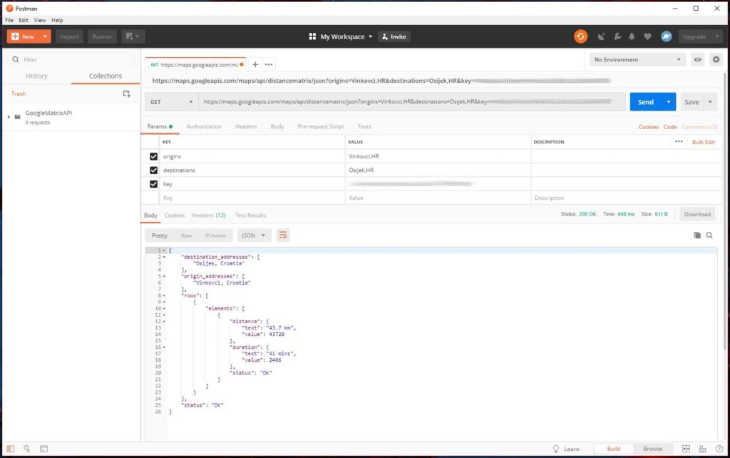 Google Distance Matrix API - prikaz informacija o udaljenosti i vremenu ...