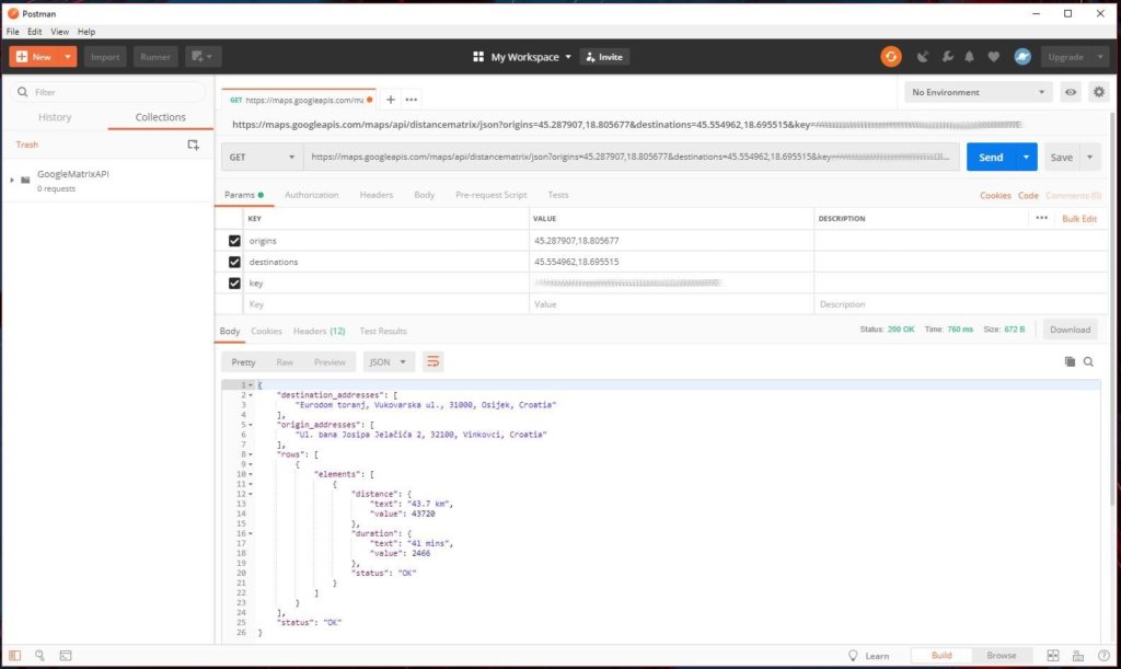 Google Distance Matrix API - prikaz informacija o udaljenosti i vremenu ...