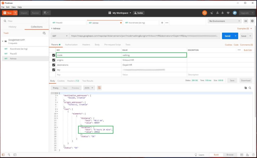 Google Distance Matrix API - prikaz informacija o udaljenosti i vremenu ...