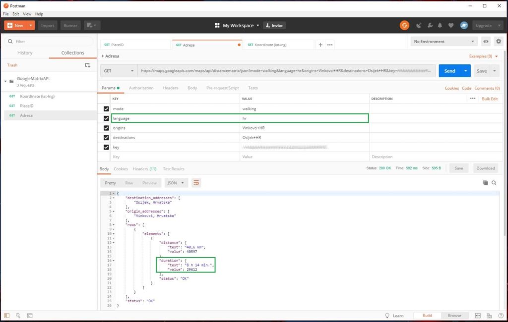 Google Distance Matrix API - prikaz informacija o udaljenosti i vremenu ...